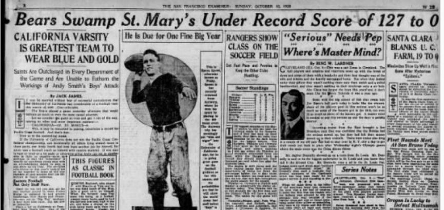 Cal’s Wonder Team Centennial: Game Three – California vs. St. Mary’s ...