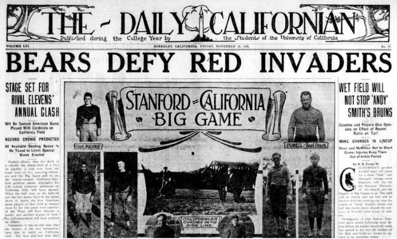 Cal’s Wonder Team Centennial: Game Eight – The Big Game – Cal Bears History